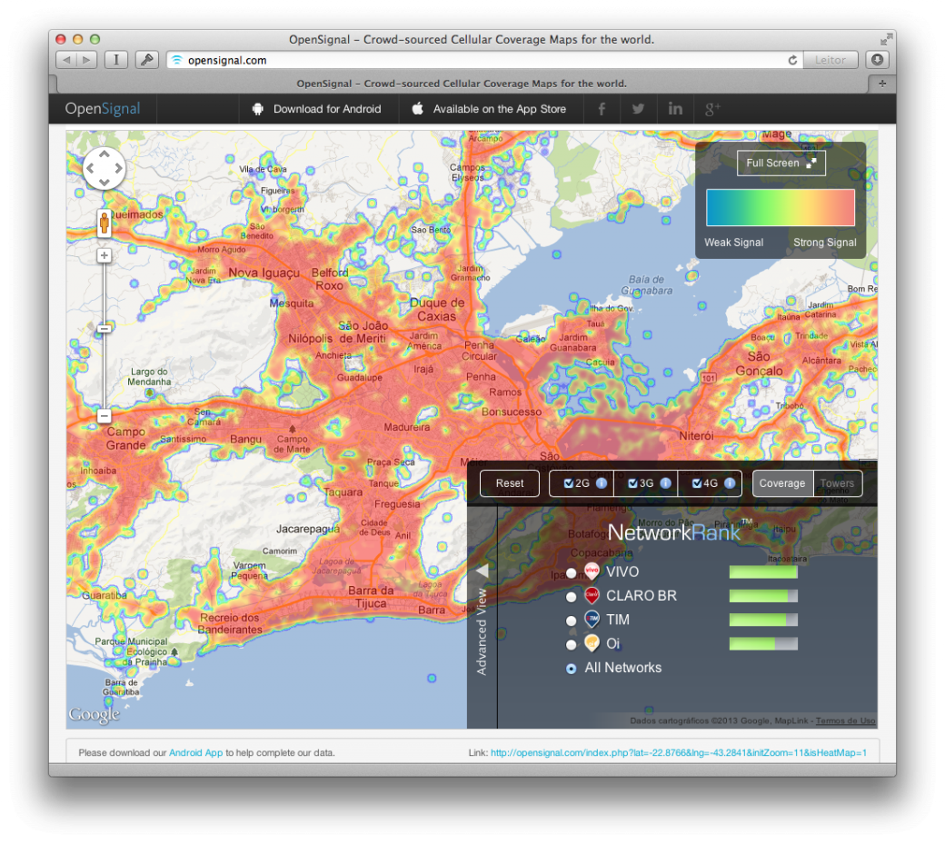 OpenSignal, Mapa Colaborativo da Rede Celular - CocaTech