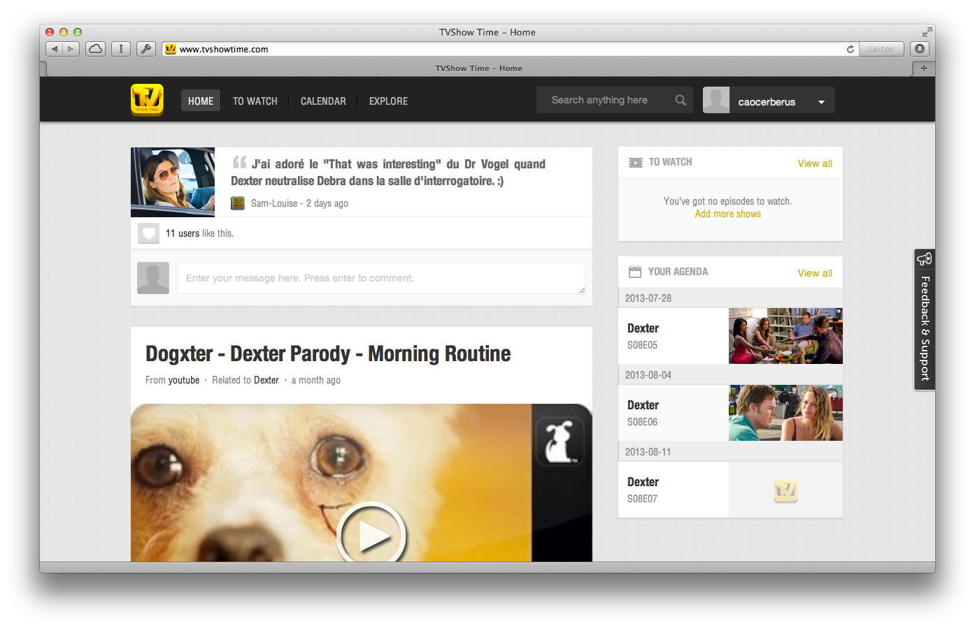 TVShow Time agora com Interface Web - CocaTech
