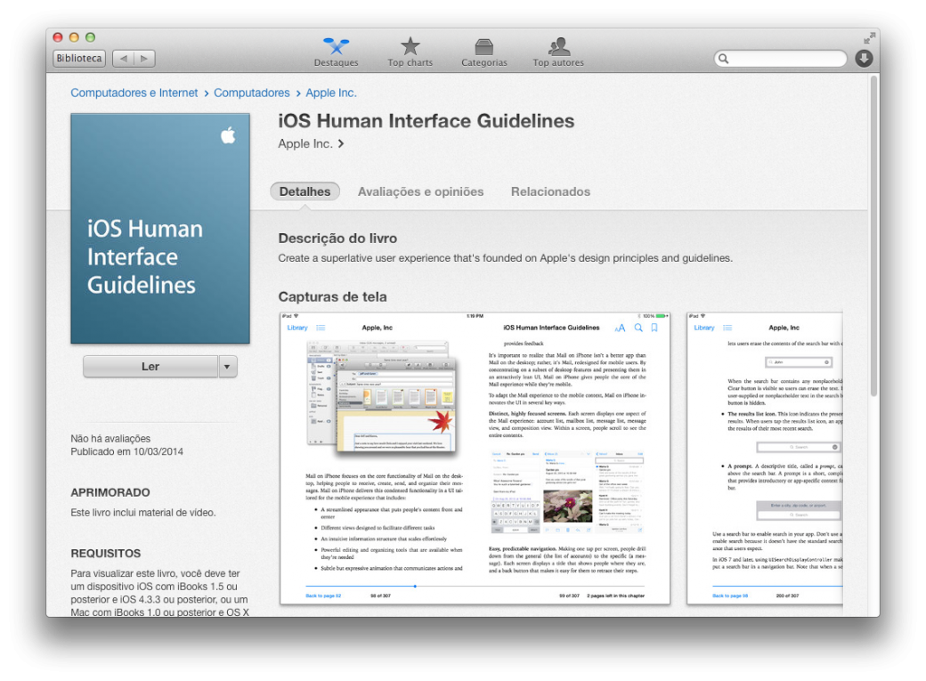 Guia de Interface Humana para iOS na iBookstore - CocaTech
