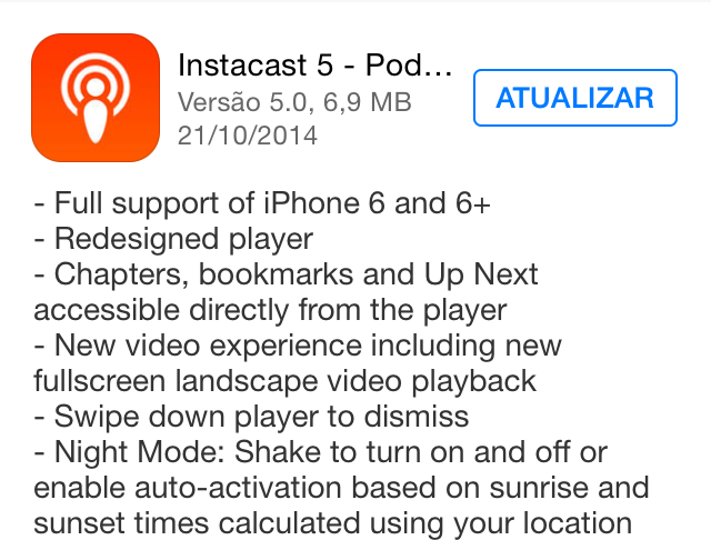 Instacast 5 para iOS na Área, novo player e night mode - CocaTech