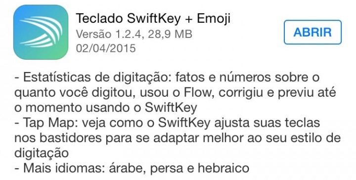 Teclado SwiftKey 1.2.4 na Área, estatísticas de digitação e tap map ...